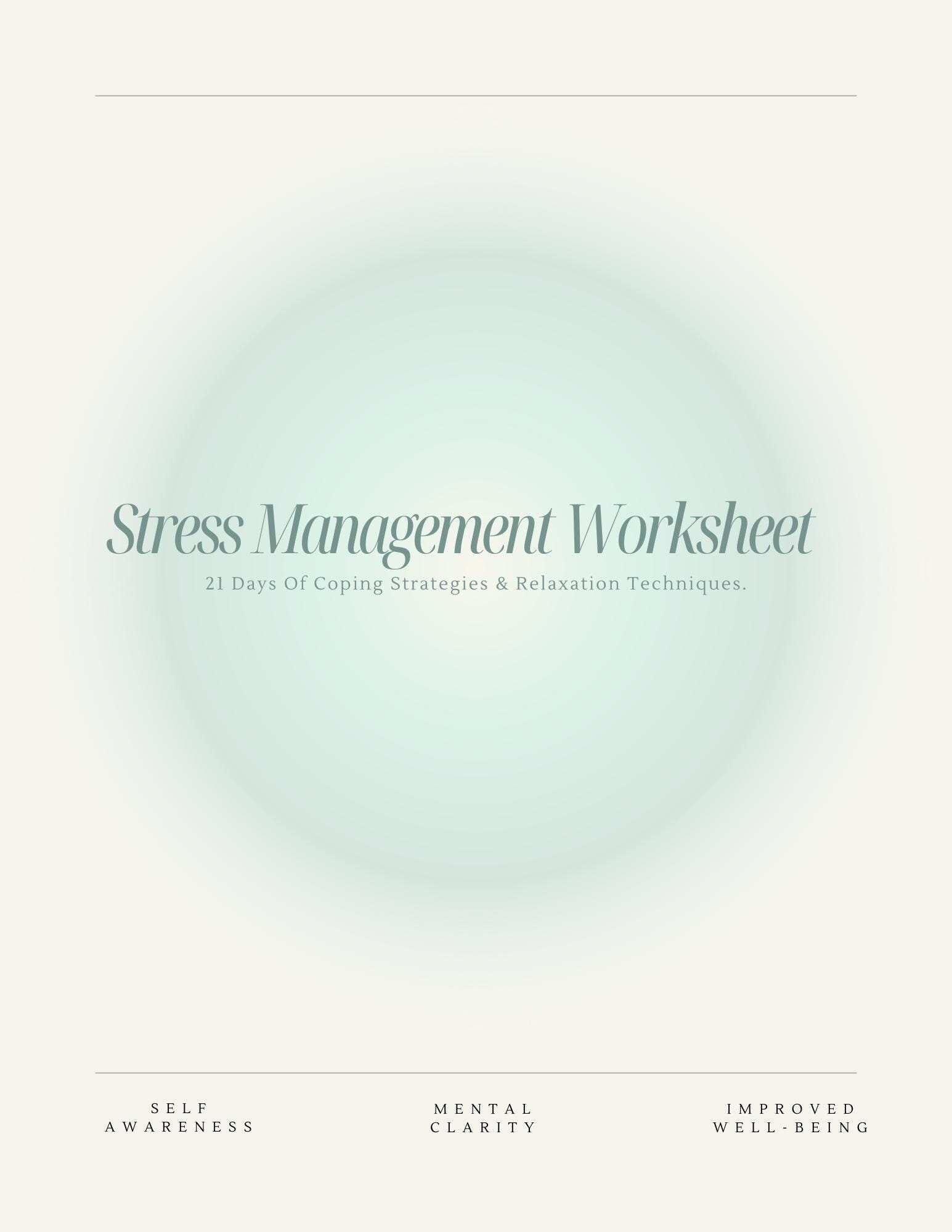 Stress Management Worksheet: Coping Strategies & Relaxation Techniques ...