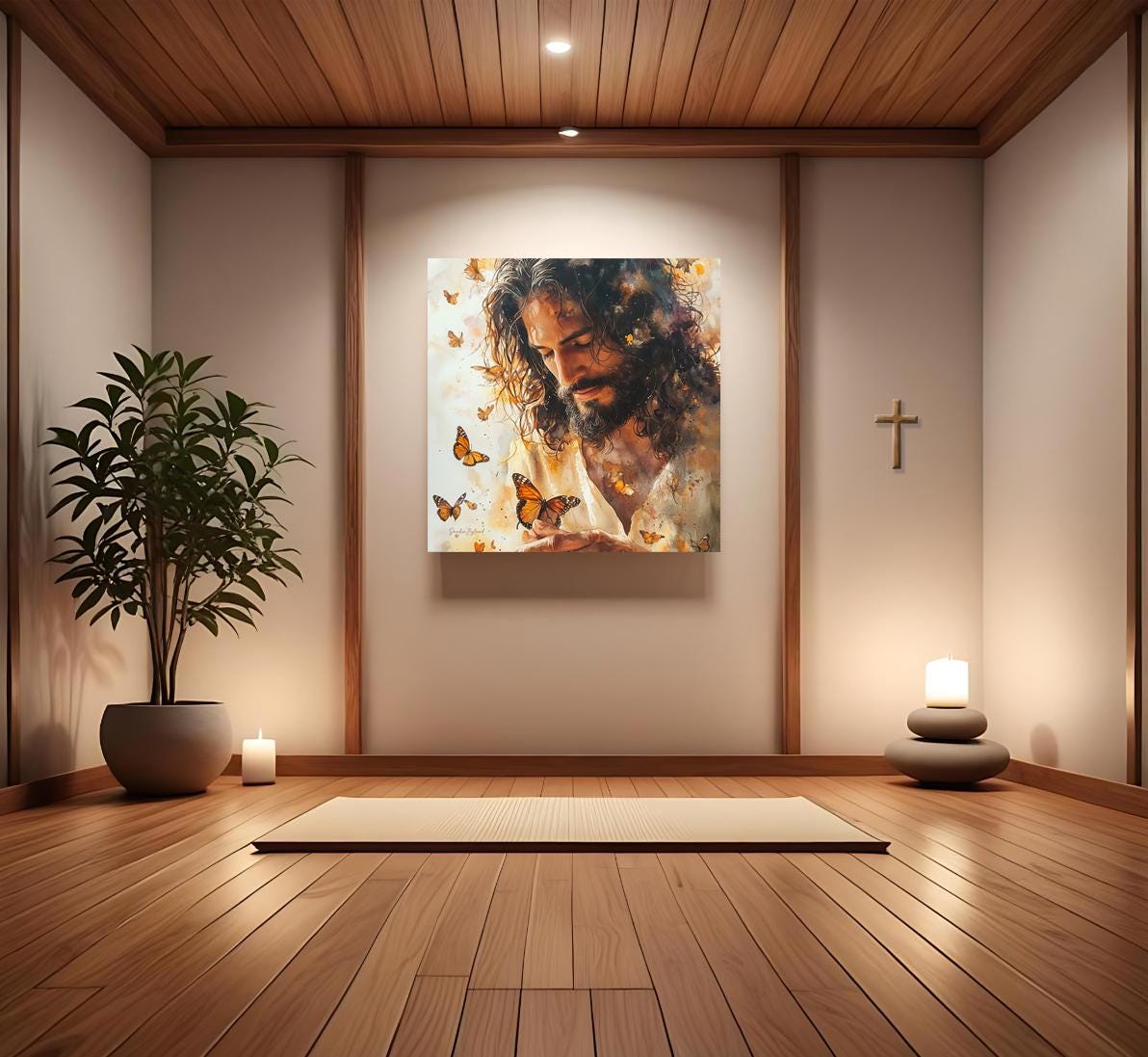 Jesus Holding Butterfly Canvas Print: Christian Wall Art, Inspirational ...