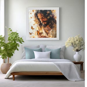 Jesus Holding Butterfly Canvas Print: Christian Wall Art, Inspirational ...