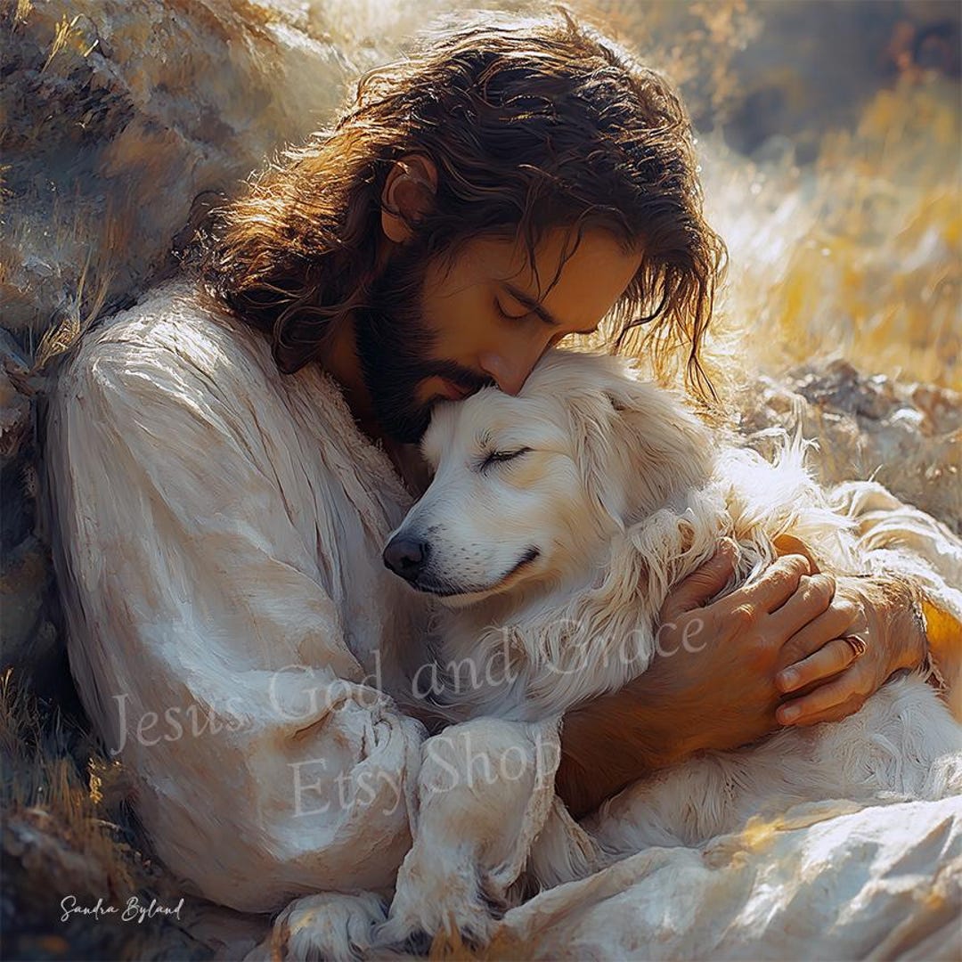 JESUS DOG BLESSING Canvas Print Christ & Dog Jesus Painting Christ Art ...