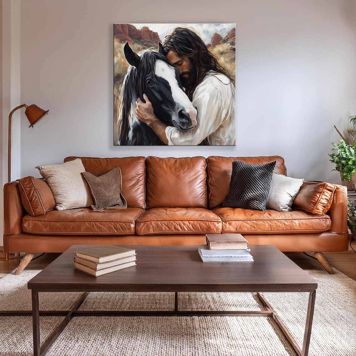 Jesus and Pinto Horse Canvas Print: Christian Western Art - Etsy