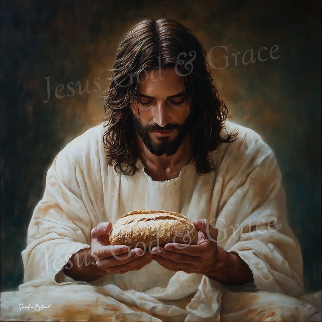 Jesus Our Daily Bread Canvas Print: Christian Home Decor, Faith Wall ...