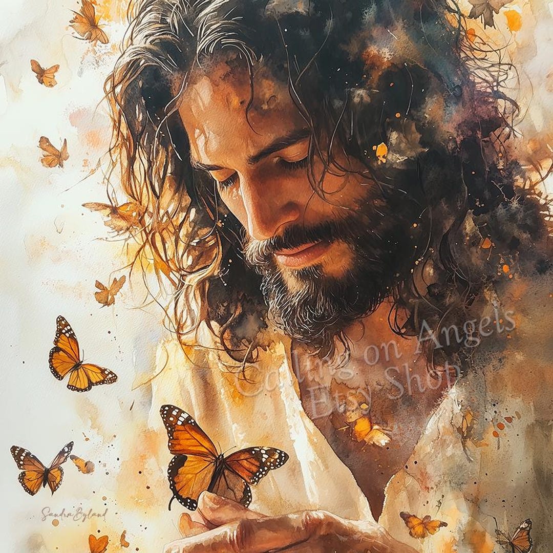Jesus Holding Butterfly Canvas Print: Christian Wall Art, Inspirational ...