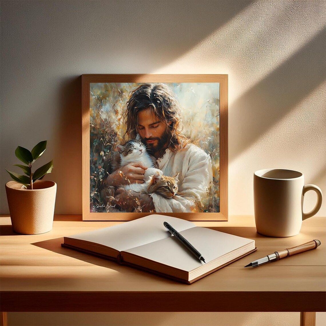 Jesus With Cats Giclée Print: Christian Cat Lover Fine Art - Etsy