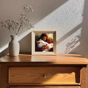 JESUS and WHITE WOLF Canvas Art Jesus Blessing Wolf Canvas Print Jesus ...