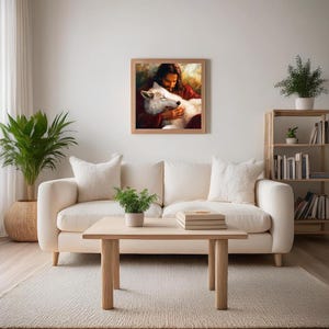 JESUS and WHITE WOLF Canvas Art Jesus Blessing Wolf Canvas Print Jesus ...