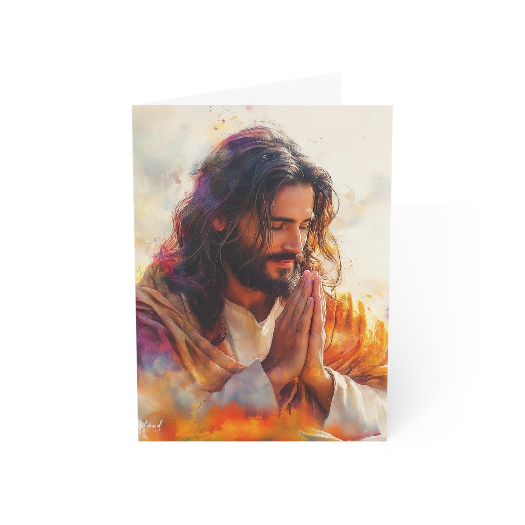JESUS PRAYING Greeting Card Blank Inside Christian Greeting Card 1, 10 ...