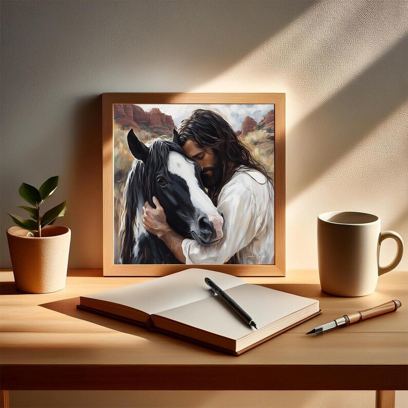 Jesus and Pinto Horse Canvas Print: Christian Western Art - Etsy
