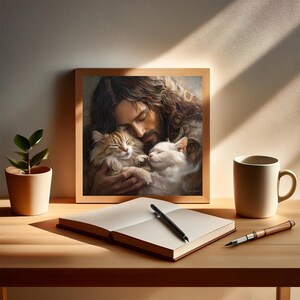 JESUS BLESSING CATS Art Jesus With Cats Canvas Print Jesus Animals ...