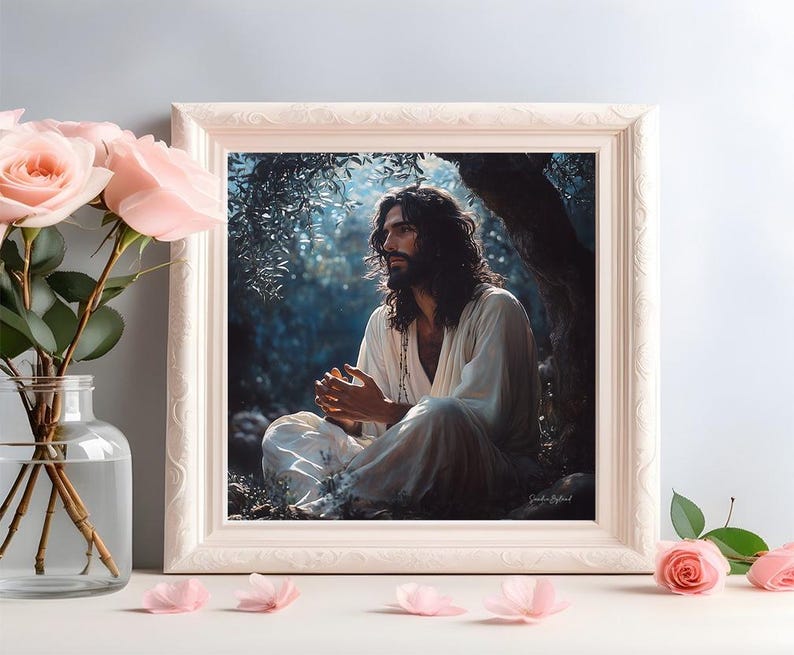 Jesus Praying in Gethsemane Canvas Print: Christian Easter Art - Etsy