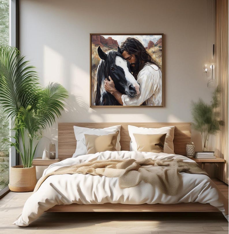 Jesus and Pinto Horse Canvas Print: Christian Western Art - Etsy
