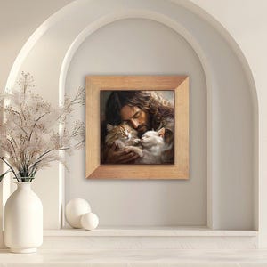 JESUS BLESSING CATS Art Jesus With Cats Canvas Print Jesus Animals ...