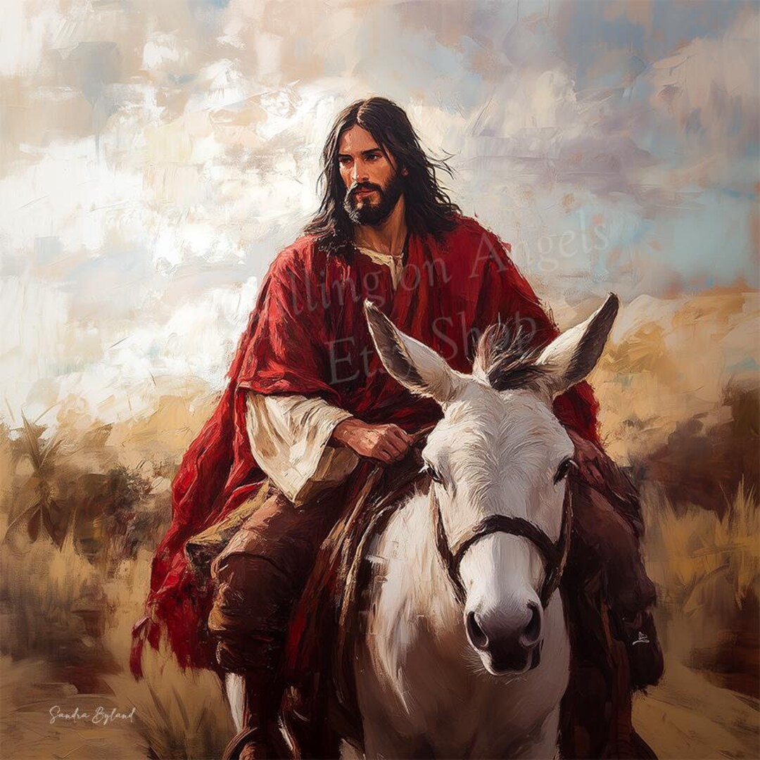 Jesus Riding Donkey Art Print: Christian Home Decor Giclee - Etsy