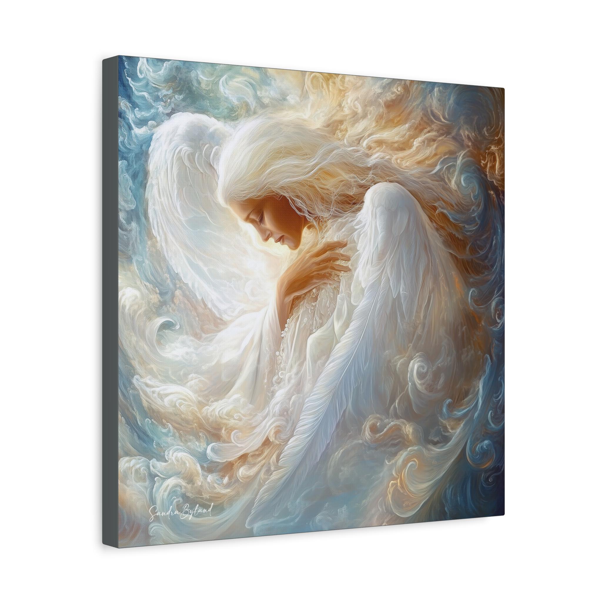 GUARDIAN ANGEL CANVAS Print Angel Whispers Canvas Art Serene Wall Decor ...