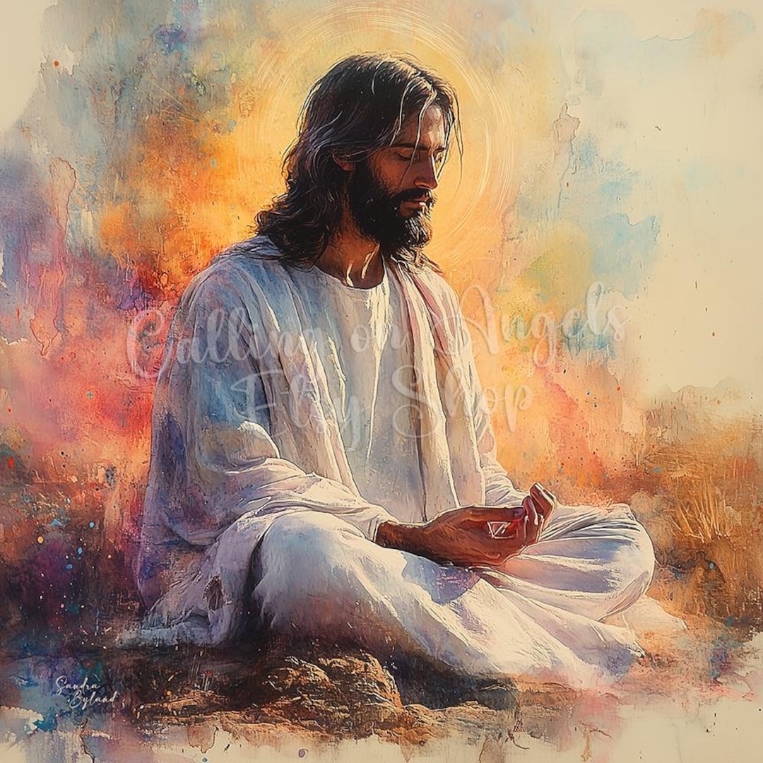 JESUS IN MEDITATION Fine Art Giclee Print Christ Meditating Christian ...