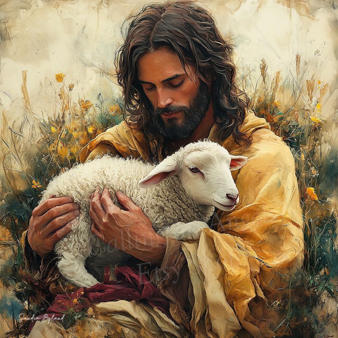 JESUS HOLDING LAMB Canvas Art Print Christ Painting Christ and Lamb Art ...