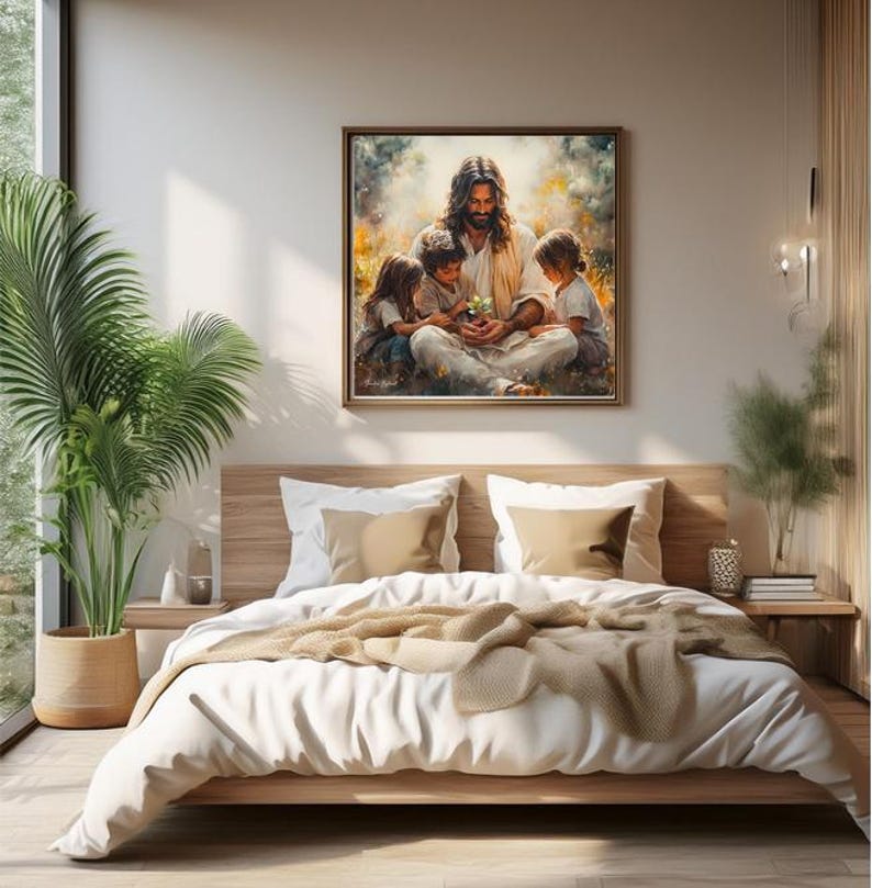 Jesus With Children Canvas Print: Christian Family Art - Etsy