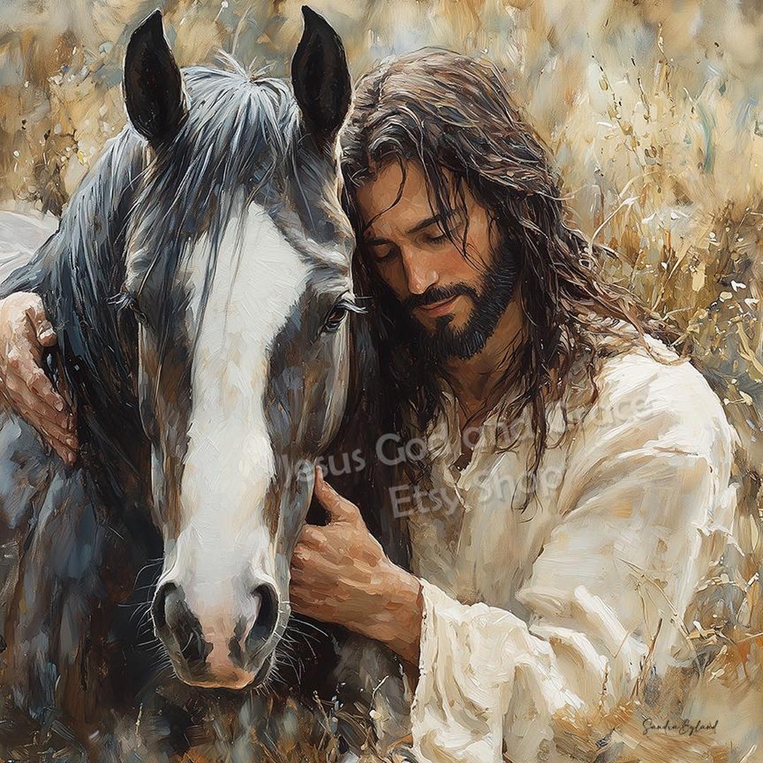 JESUS HORSE BLESSING Giclee Fine Art Print Christ and Horse Jesus ...