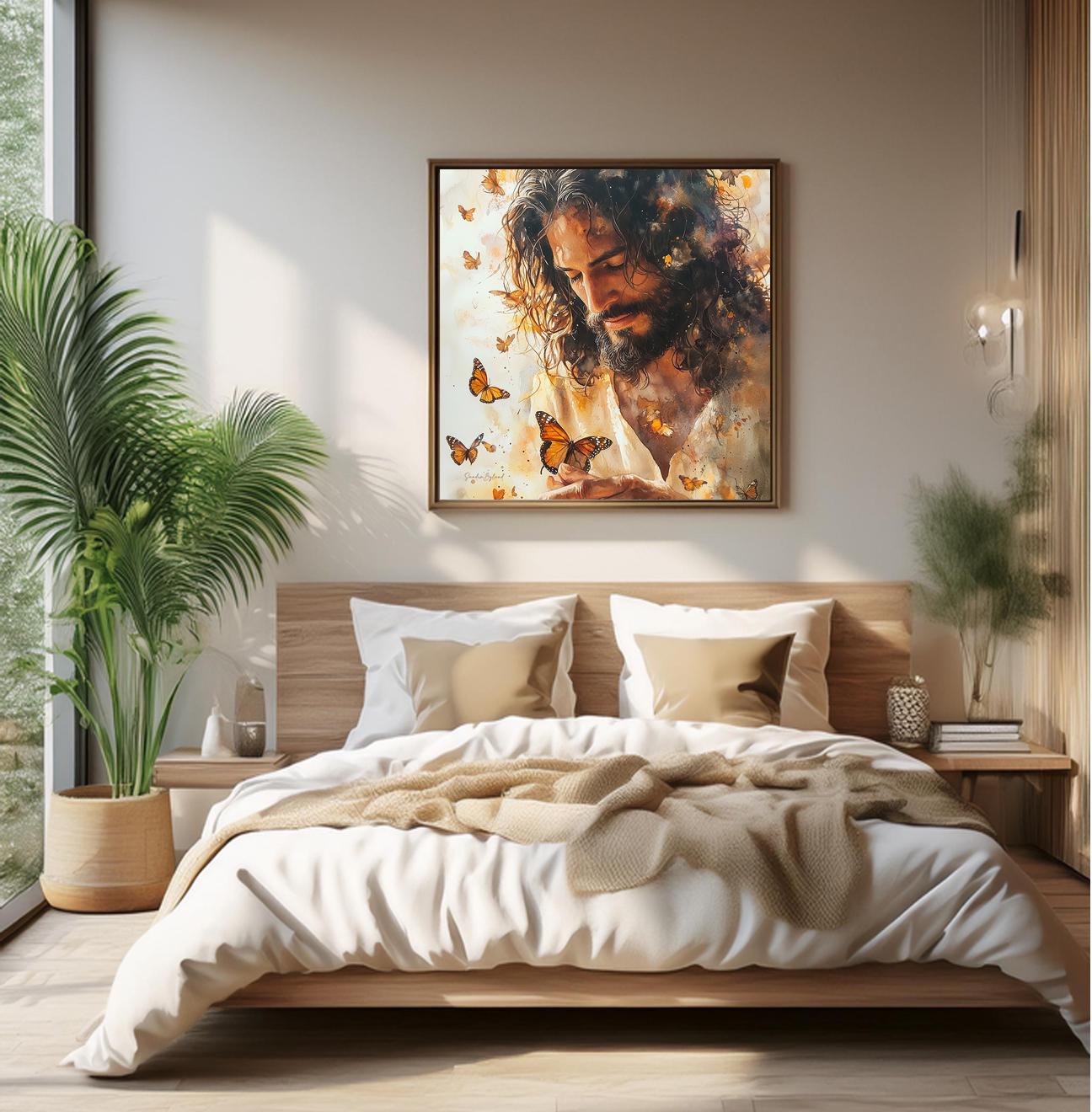Jesus Holding Butterfly Canvas Print: Christian Wall Art, Inspirational ...
