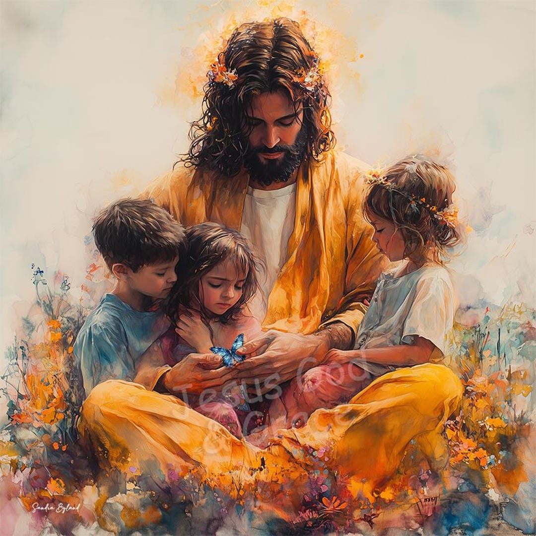 Jesus With Children and Butterfly Art Print: Christian Family Giclée ...