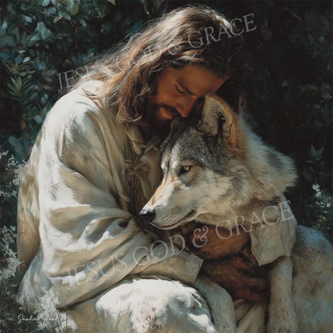 Jesus Blessing Wolf Canvas Print: Christian Wildlife Art - Etsy