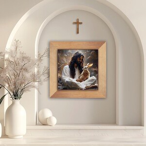 JESUS AND RABBIT Canvas Print Jesus Blessing a Rabbit Art Christian ...