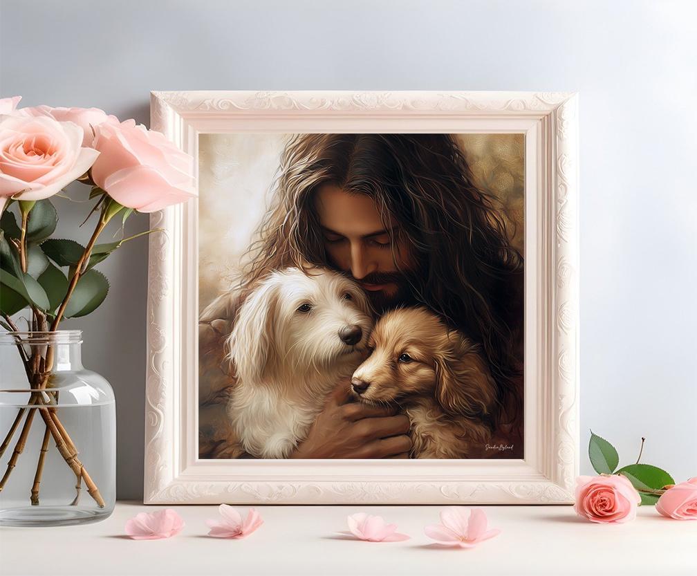 Jesus Blessing Dogs Canvas Print: Christian Dog Lover Gift - Etsy
