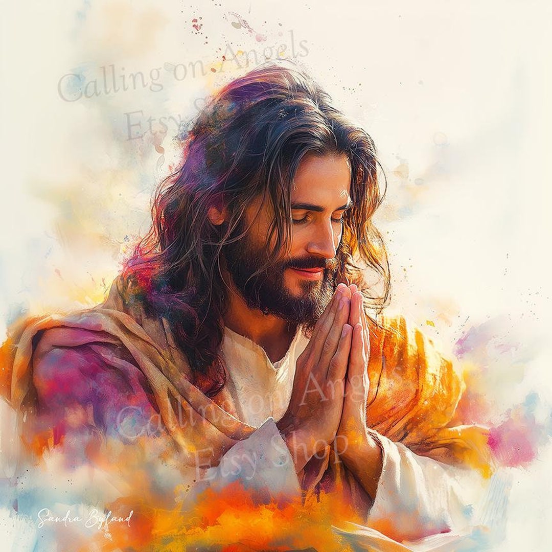 Jesus Praying Canvas Print: Christian Wall Art, Inspirational Gift ...