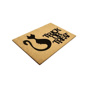 Halloween Trick or Treat Black Cat Coir Entry Doormat - Etsy