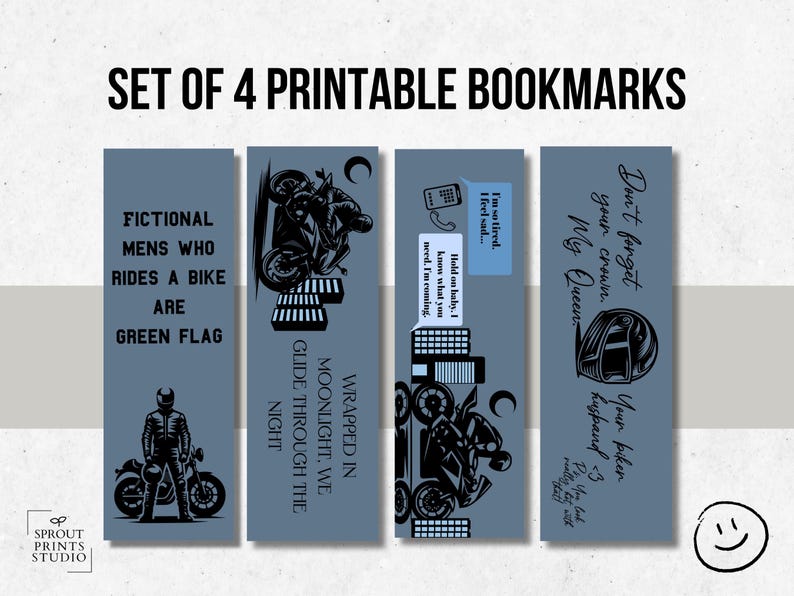 Biker Boyfriend Bookmark Printable for Book Lovers DIY Gift for ...