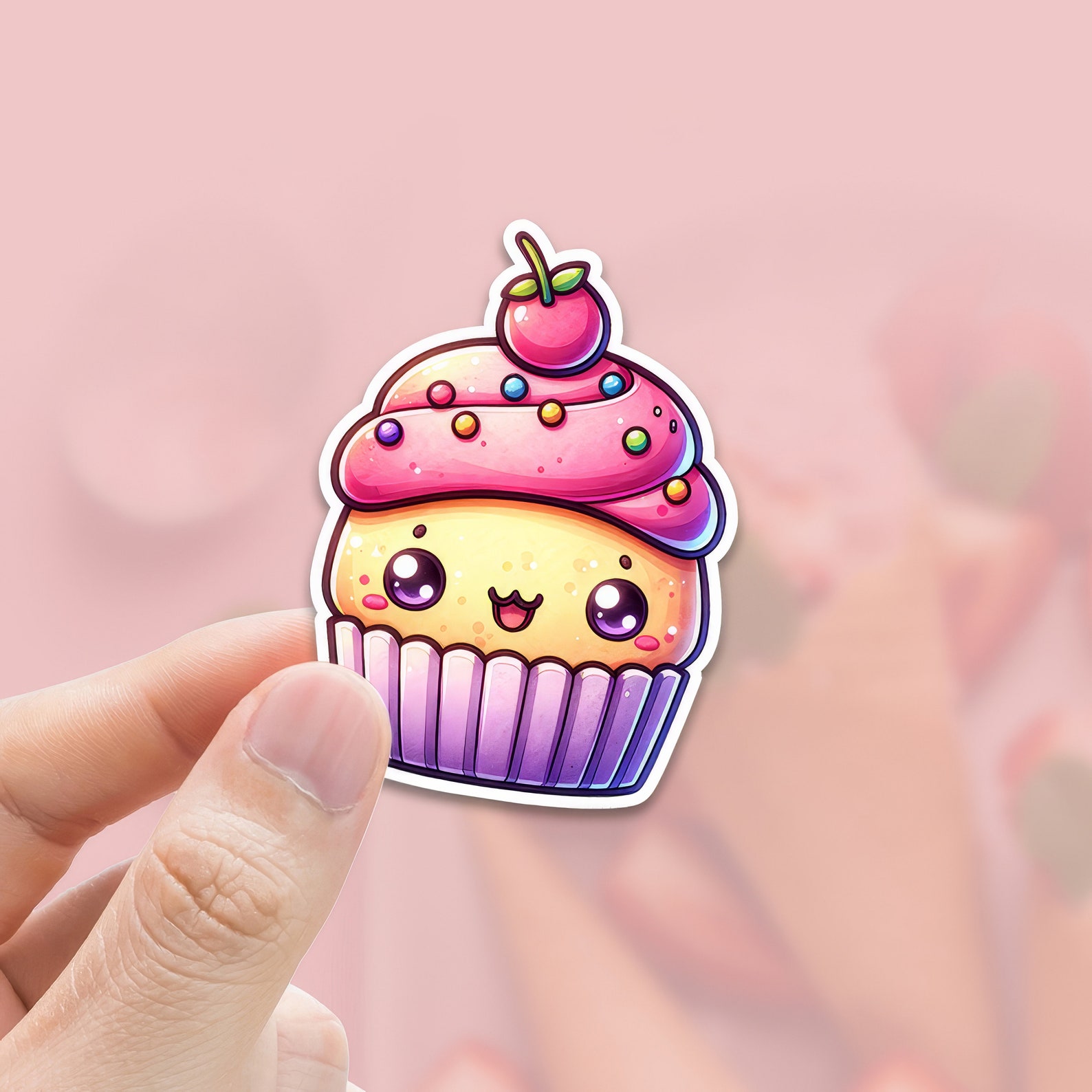 Cute Kawaii Cupcake Clipart, Watercolor PNG (digital Sticker) - Etsy