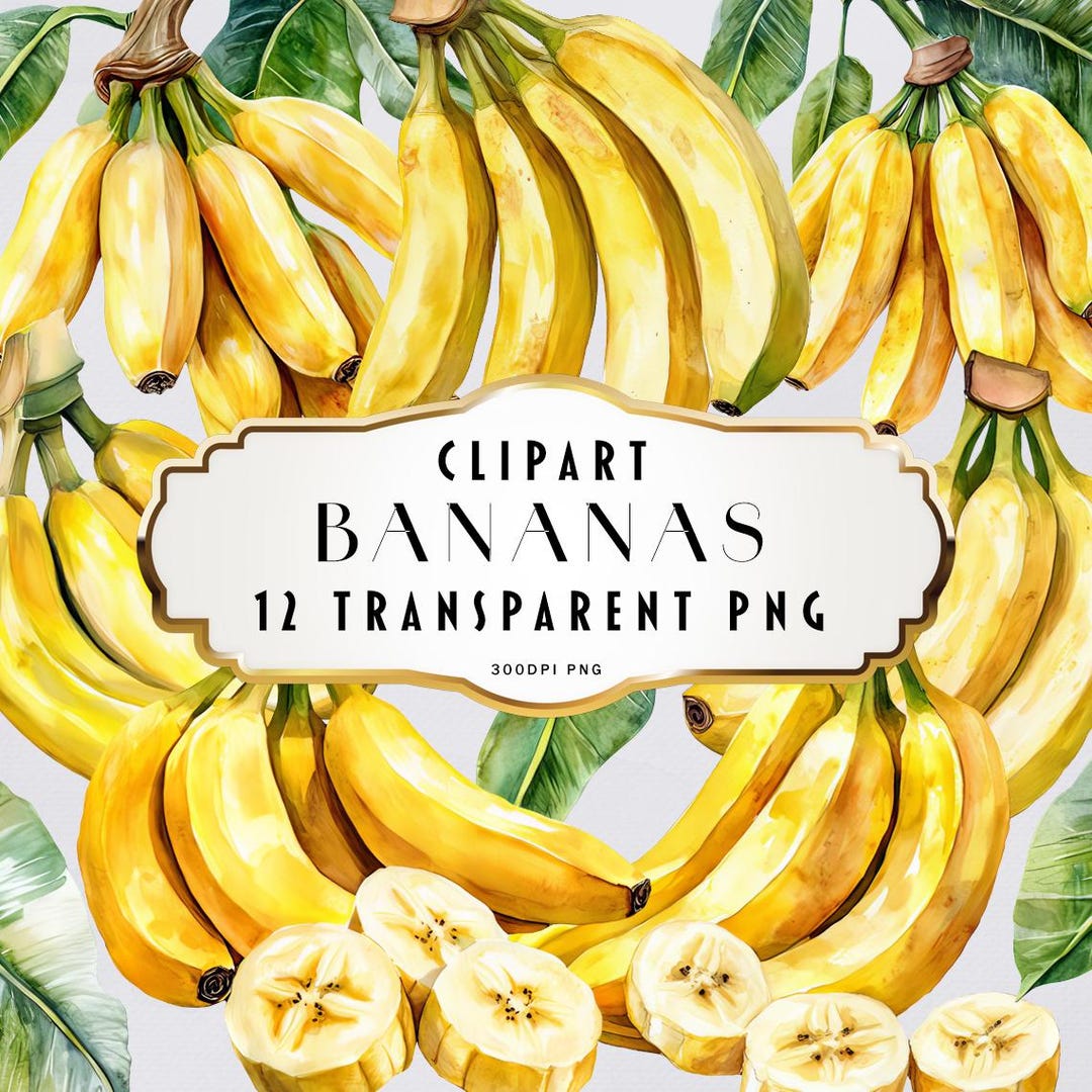 Watercolor Banana Clipart Bananas Clip Art Summer Clip Art Spring Clip ...