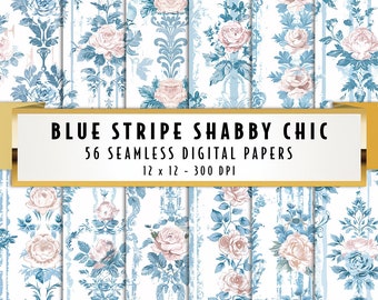 Pink Stripe Shabby Chic Digital Papers Seamless Scrapbook, Crafting ...