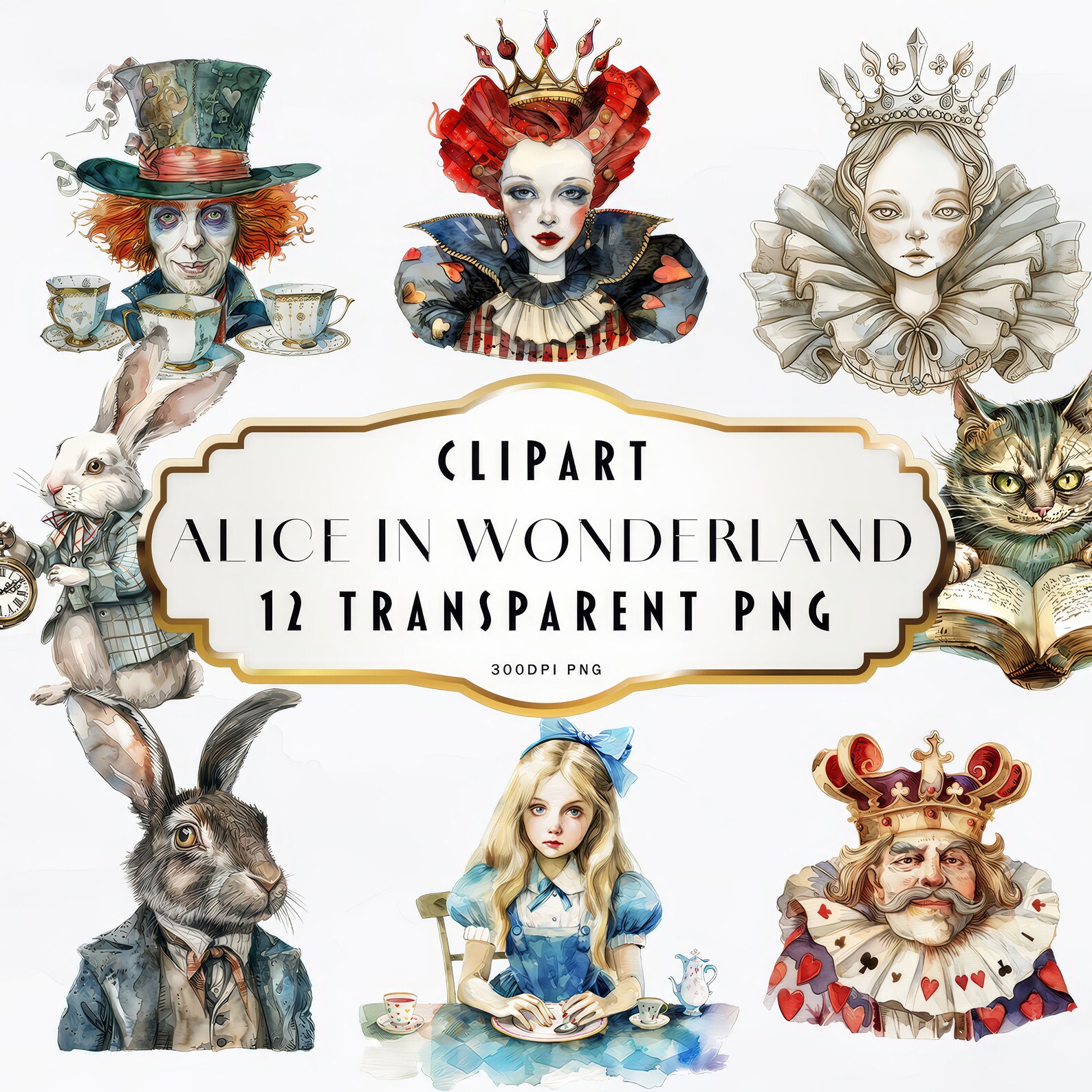 Watercolour Alice in Wonderland Clipart Fairytale Clipart Fairy Tale ...