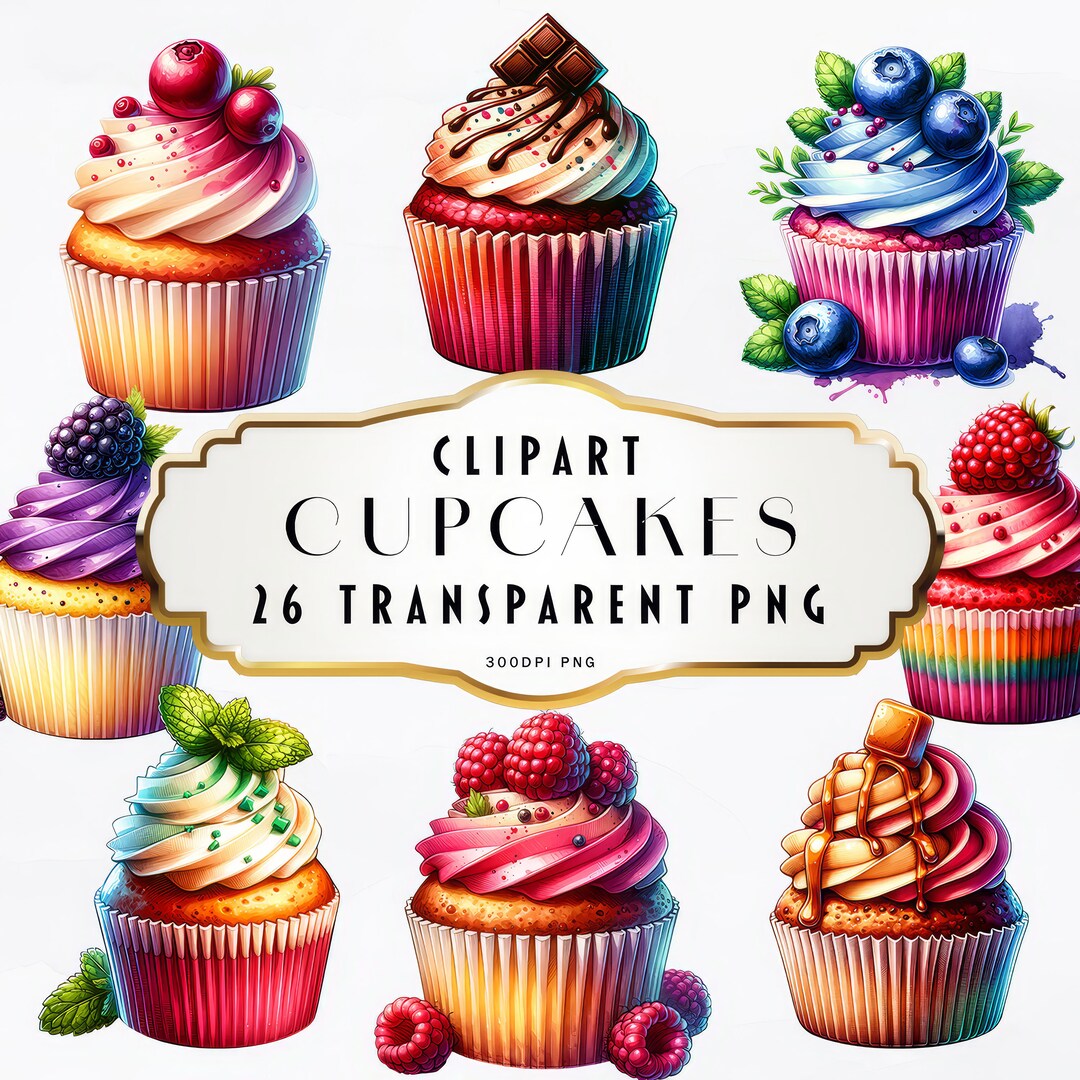 Watercolor Cupcake Clipart Watercolor Clip Art Birthday Cake Clipart ...