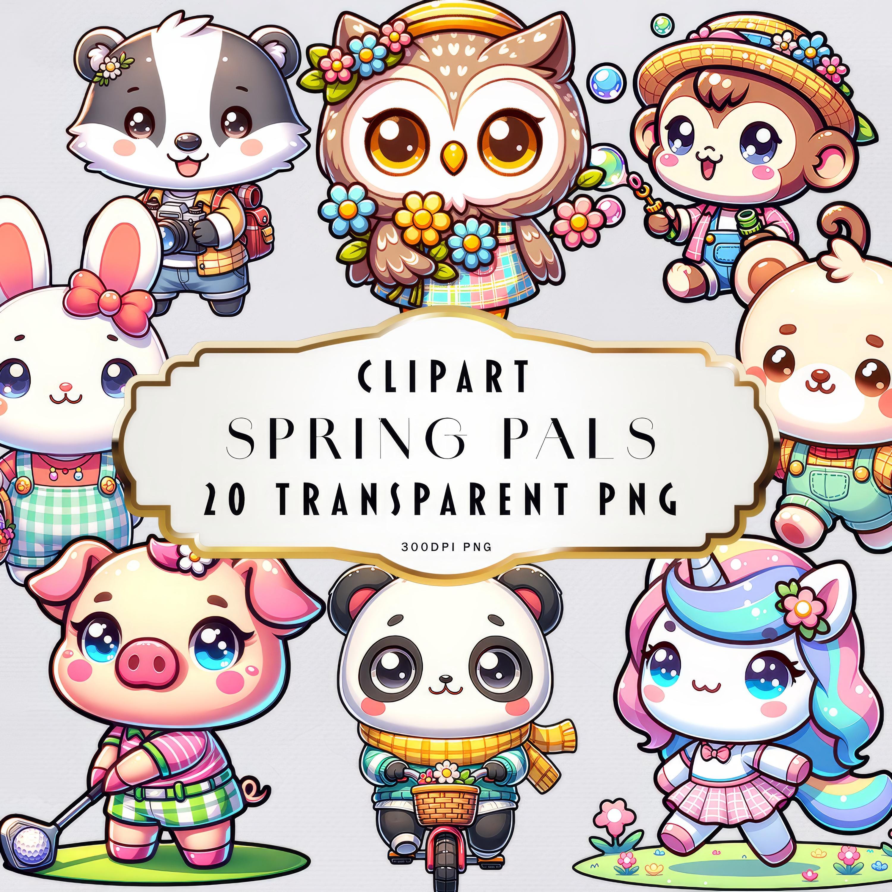 Kawaii Spring Animals Clipart Easter Holiday Clipart Springtime Clipart ...