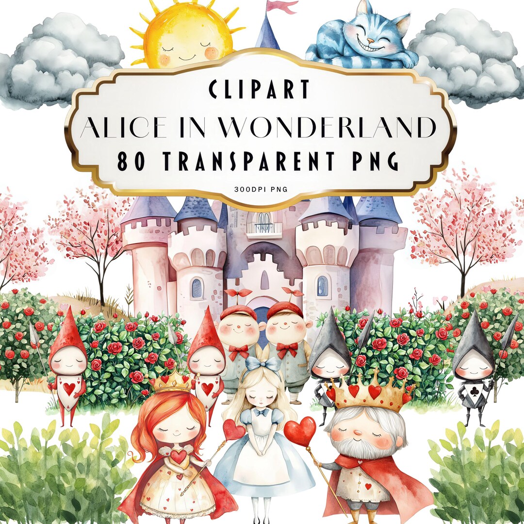 Watercolor Alice in Wonderland Clipart Collection Classic Story Clipart ...