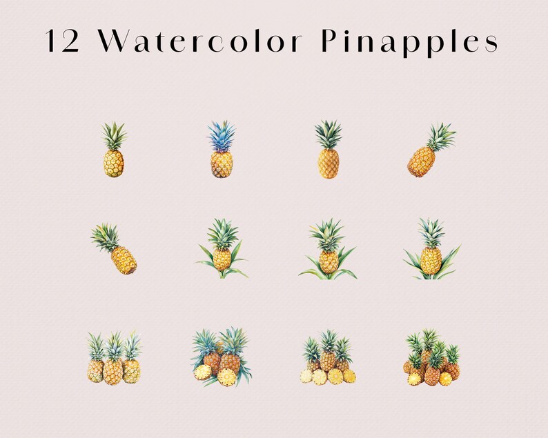 Watercolor Pineapple Clipart Tropical Clip Art Summer Clip Art ...