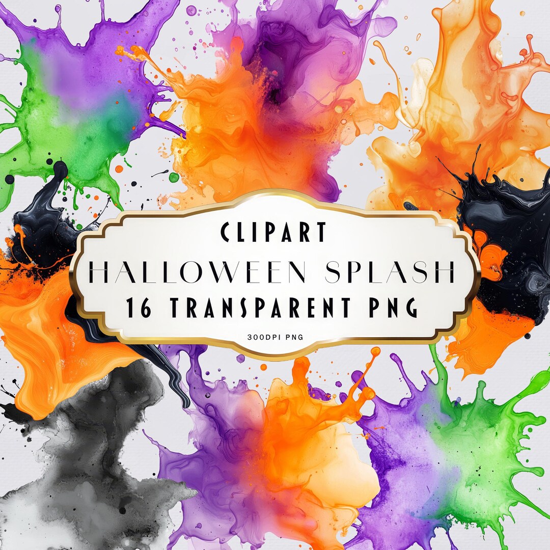 Halloween Watercolor Splash Clipart, Abstract PNG (digital Download) - Etsy