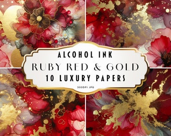 Ruby Red Alcohol Ink Pattern, Elegant and Glamorous Shimmer Backgrounds ...