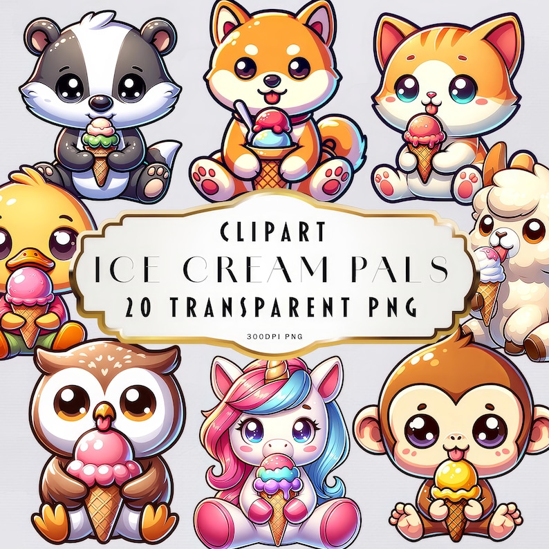 Cute Ice Cream Animals Cute Desserts Animal Clips Clipart Transparent ...