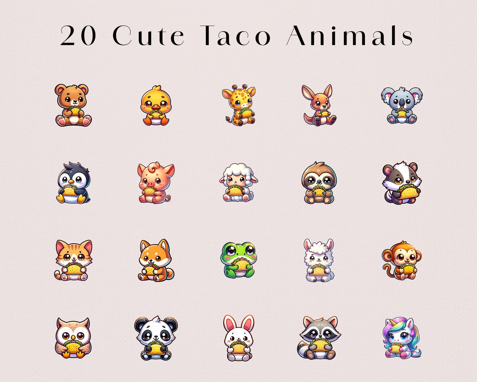 Cute Taco Animals Cute Fast Food Animal Clips Clipart Transparent PNG ...