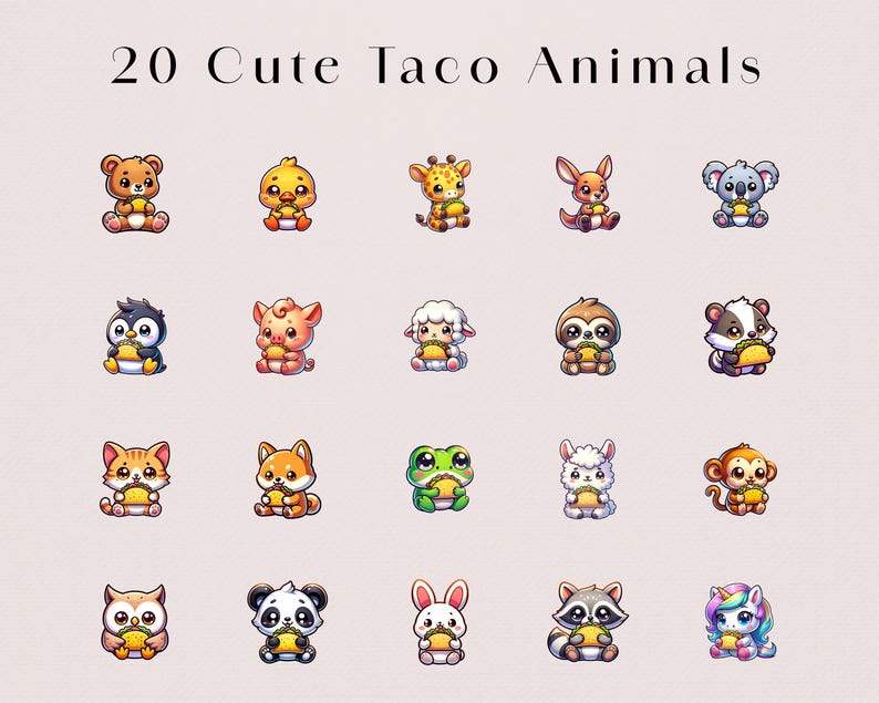 Cute Taco Animals Cute Fast Food Animal Clips Clipart Transparent PNG ...
