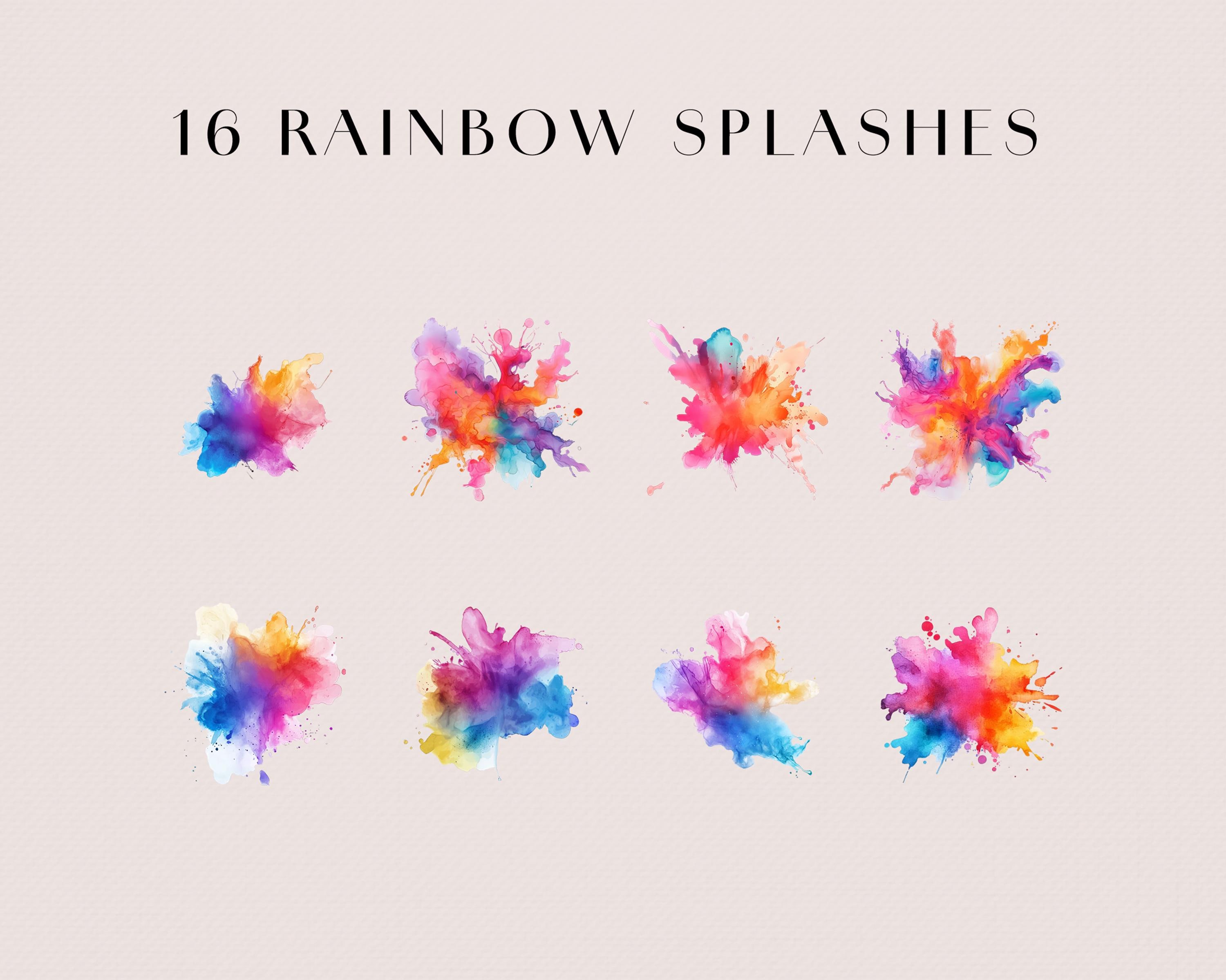 Rainbow Watercolor Splash Clipart Rainbow Colors Alcohol Ink Clipart ...
