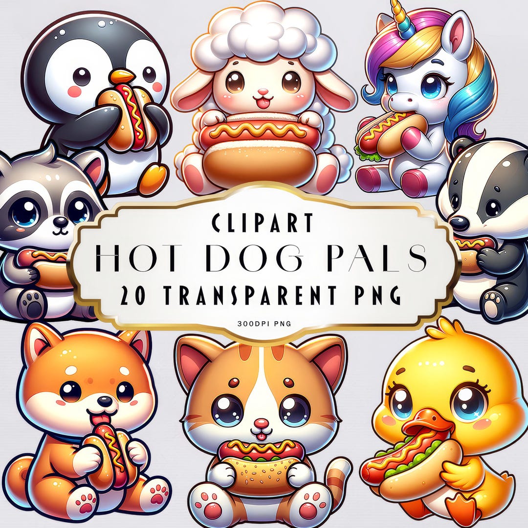 Cute Hot Dog Animals Cute Fast Food Animal Clips Clipart Transparent ...