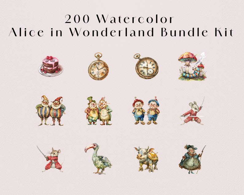 Watercolour Alice in Wonderland Clipart Fairytale Clipart Fairy Tale ...