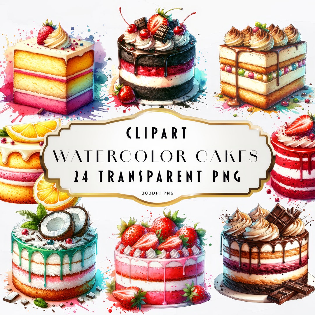 Watercolor Cake Clipart, Birthday Cake Png, Cake Shop Clip Art, Fruit ...