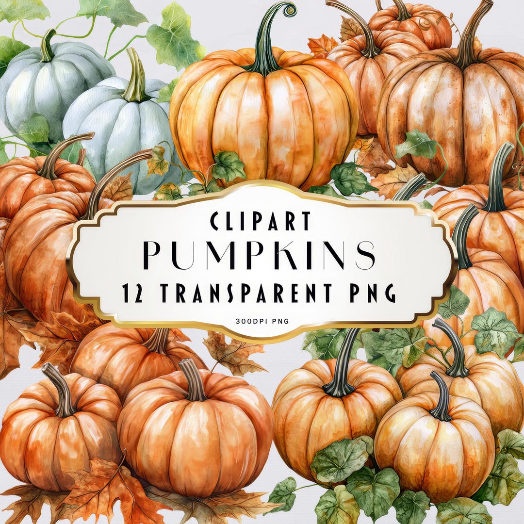 Watercolor Pumpkin Clipart, Autumn Clip Art, Pumpkins Clip Art Set ...