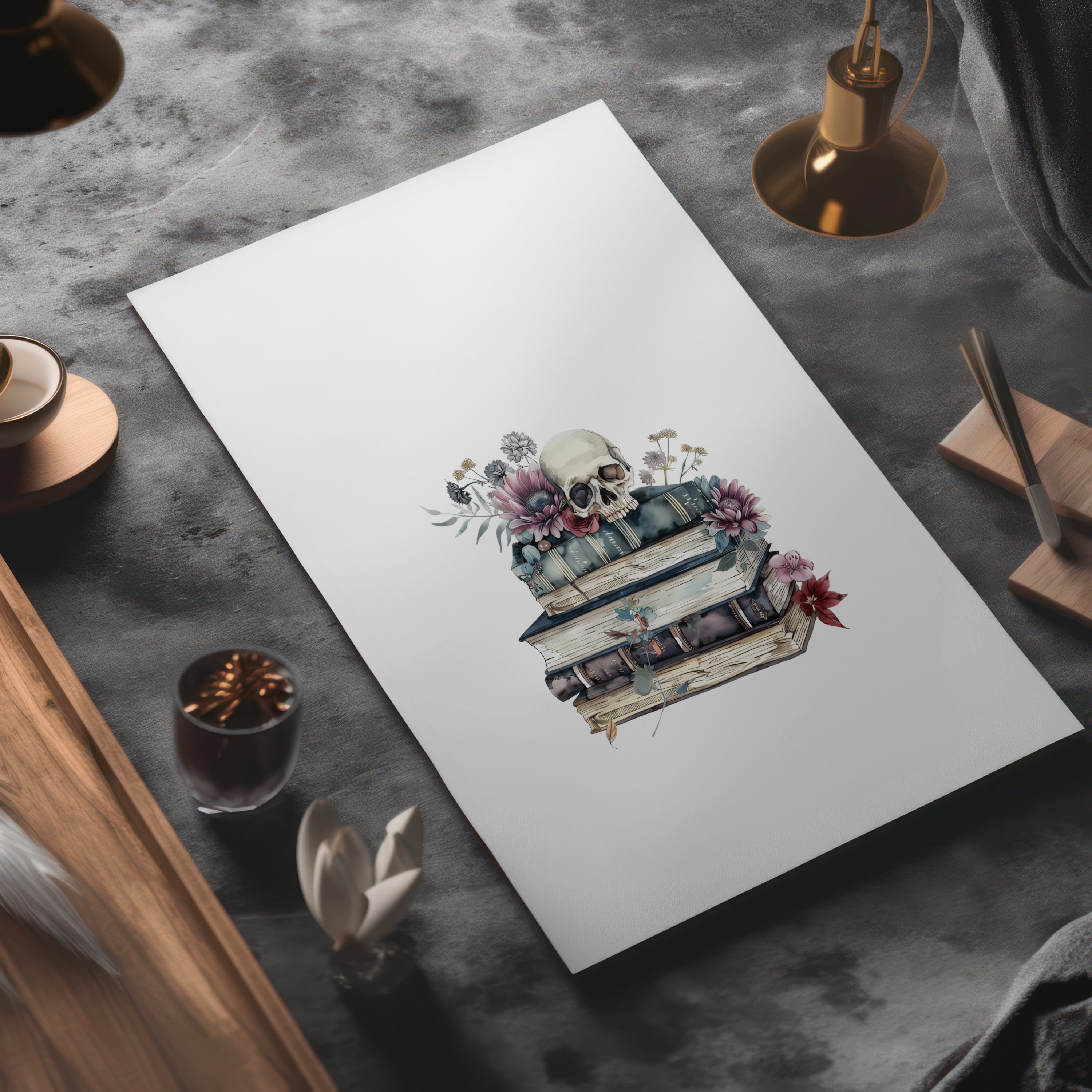 Watercolor Gothic Books Clipart, Goth Book Bundle PNG, Witchcraft Books ...