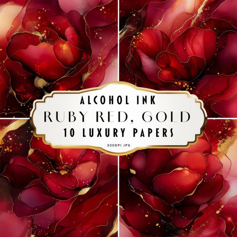 Ruby Red Alcohol Ink Pattern, Elegant and Glamorous Shimmer Backgrounds ...